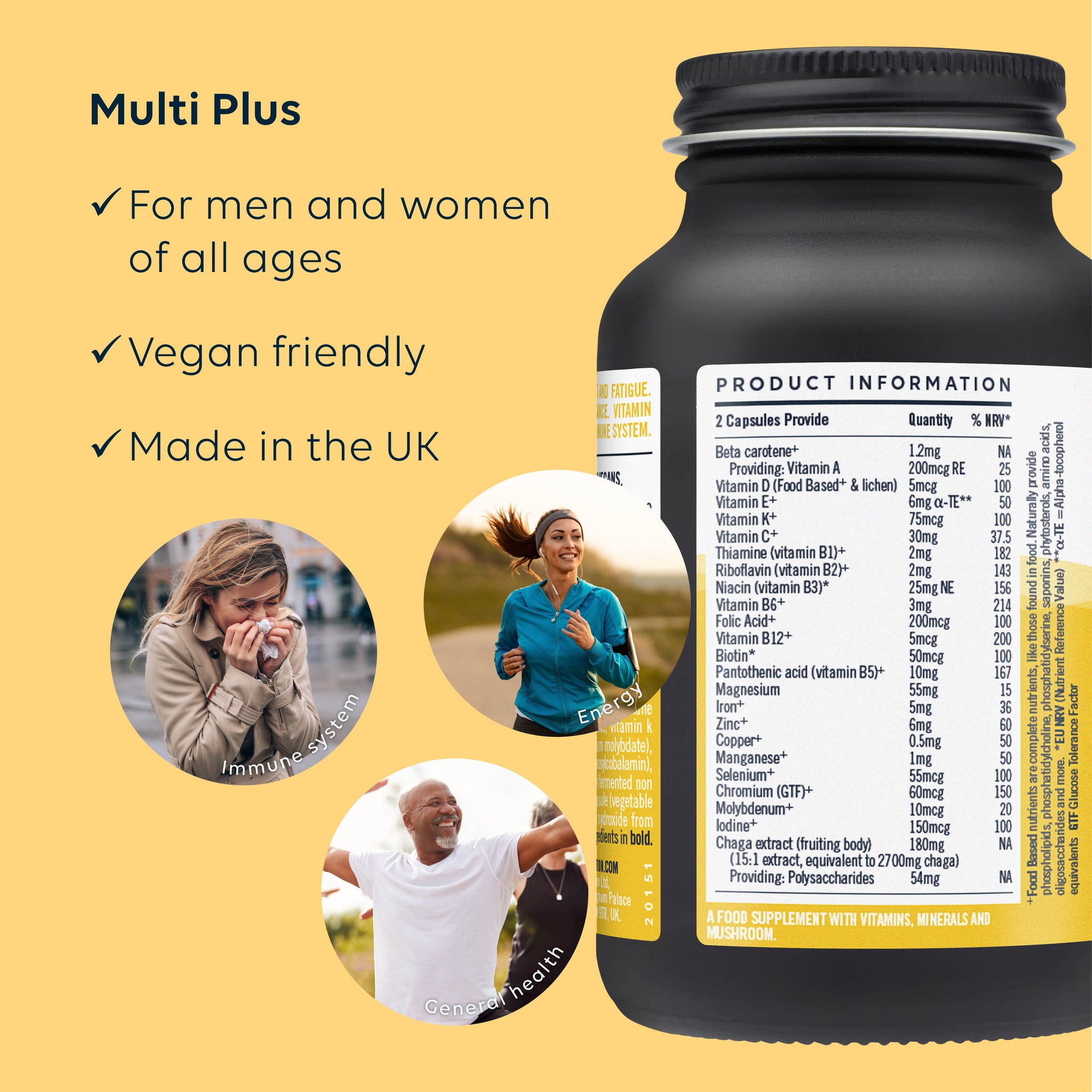 Multi Plus Food Based Vitamin and Mineral Natural Health Supplement ...